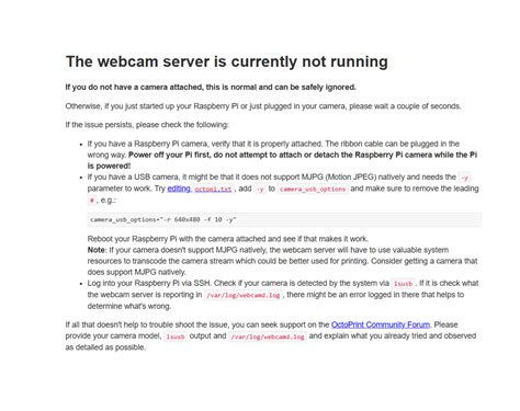 Feedback For The Latest Camera Streamer Based Webcam Stack Build Issue