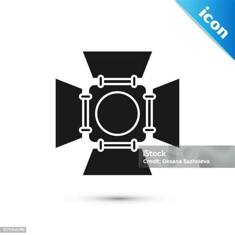 흰색 배경에 격리된 검은 색 동영상 스포트라이트 아이콘입니다 라이트 효과 장면 스튜디오 쇼 벡터 일러스트레이션 0명에 대한 스톡 벡터 아트 및 기타 이미지 Istock