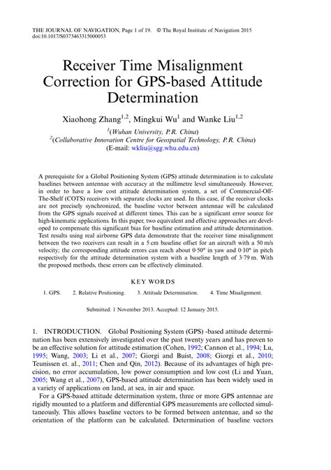pdf receiver time misalignment correction for gps based attitude