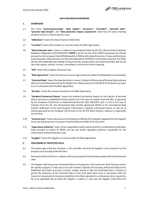 Fillable Online Data Processor Addendum Fax Email Print Pdffiller