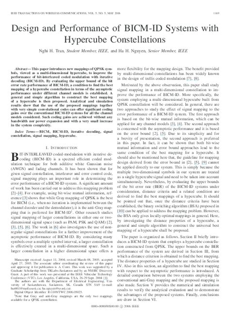 Pdf Design And Performance Of Bicm Id Systems With Hypercube Constellations