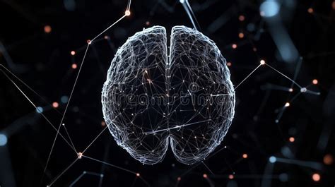 digital neural network simulation with glowing brain connections in