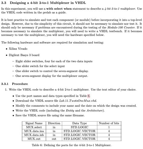 Solved 33 Designing A 4 Bit 2 To 1 Multiplexer In Vhdl In