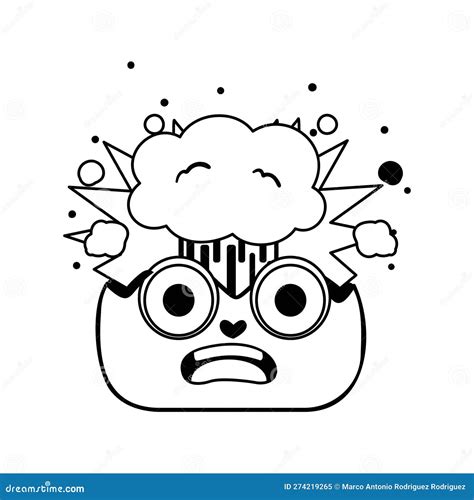 Vector Cartoon Cute Exploding Head Emoji Isolated Illustration Stock