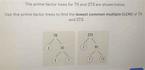 Solved The Prime Factor Trees For 70 And 273 Are Shown Below Use The