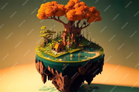 Premium Ai Image Drawn In A Cylinder Voxel Format And Using An Orange