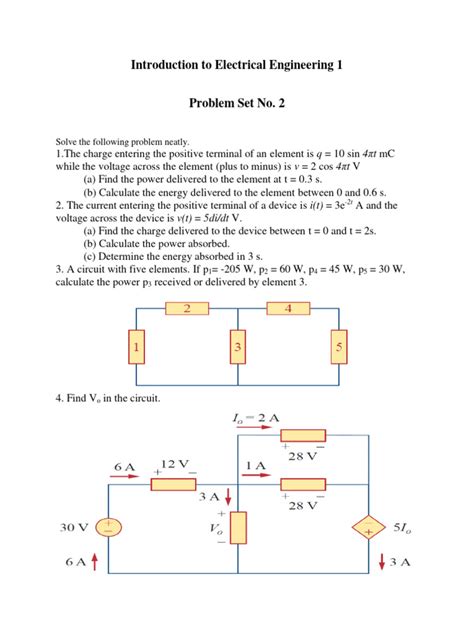 Introduction To Electrical Engineering Problem Set No 2 Pdf