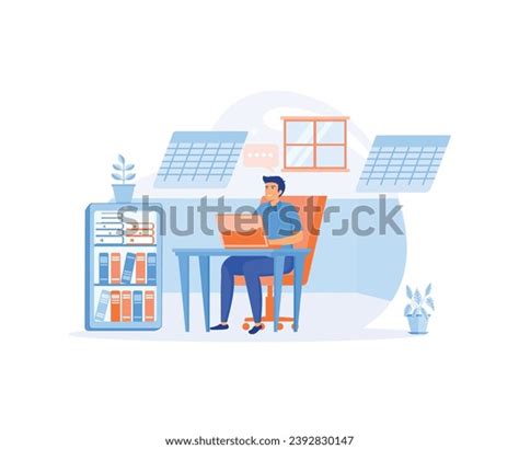 Man Working Big Data Databases Using Stock Vector Royalty Free