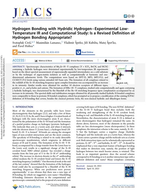 pdf hydrogen bonding with hydridic hydrogen experimental low