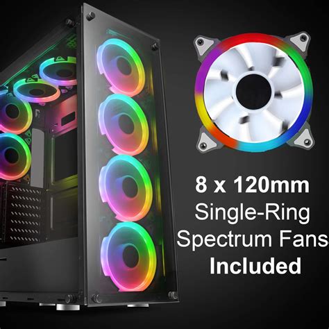 Gamemax Predator Full Atx Pc Gaming Case 8 X Argb Full Tempered Glass