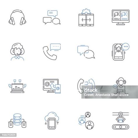 이동 통신 회선 아이콘 모음입니다 Smartph 문자 메시지 음성 통화 메시징 화상 통화 Wifi Nerk 벡터 및 선형 그림