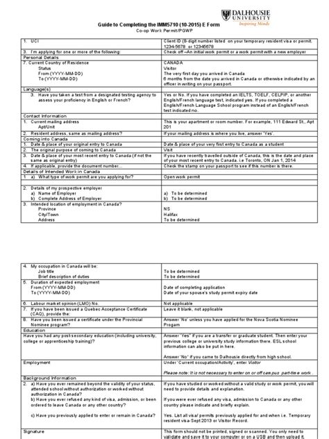 Spousal Work Permit Imm 5710 Form Guide Download Free Pdf Travel Visa Cultural Globalization