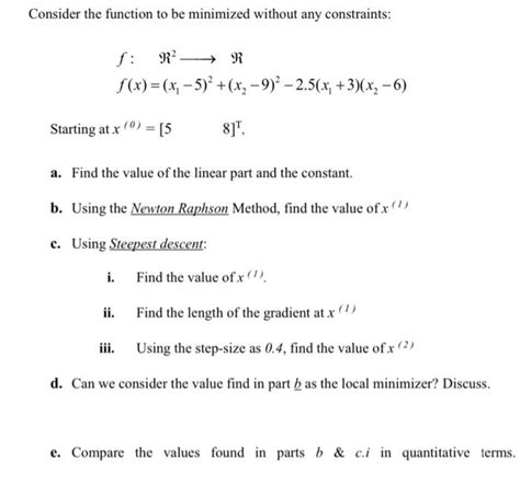Solved Consider The Function To Be Minimized Without Any Chegg