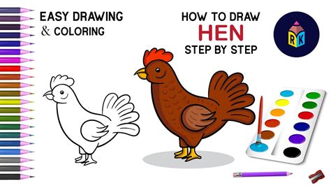Hen Face Drawing With Colour