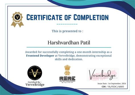 Harshvardhan P On Linkedin Internship Vervebridge Webdev Frontend