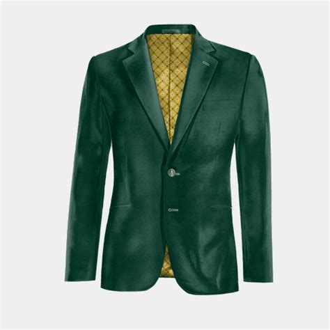 Emerald Green Velvet Wide Lapel Jacket With Customized Threads