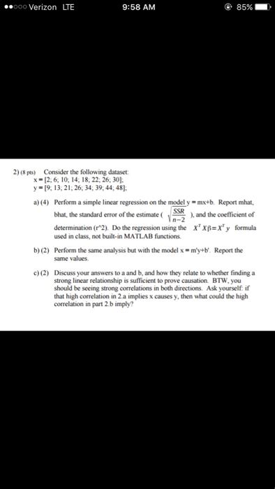 Consider The Following Dataset Perform A Simple