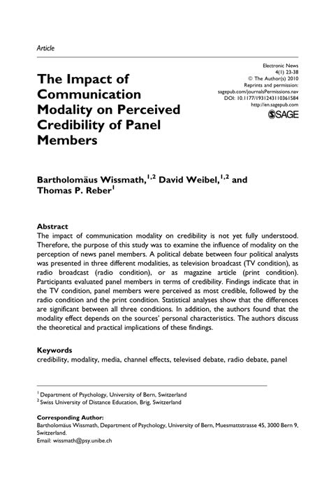 Pdf The Impact Of Communication Modality On Perceived Credibility Of