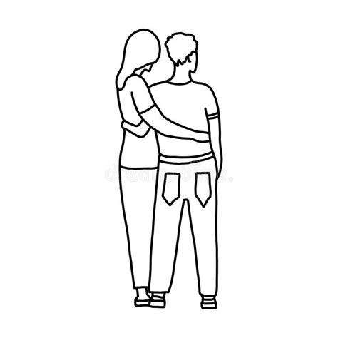 Joyeux Dessin Vectoriel De Couple Lesbien Deux Femmes S Embrassent Concept De Relation