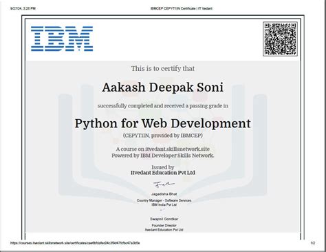 Aakash Soni On Linkedin 🐍 Thrilled To Share My Ibm Python