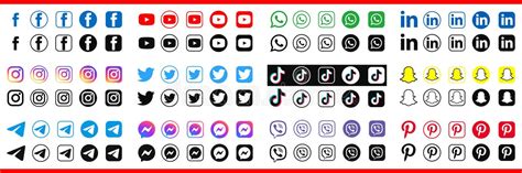 Facebook Instagram Twitter Tik Tok Icons Stock Illustrations 205