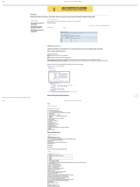 upload excel from local system to sap table using abap pdf