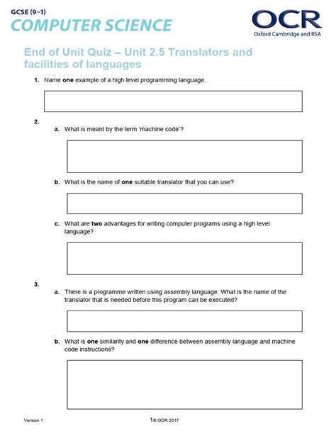 25 Translators And Facilities Of Languages End Of Unit Quiz Lesson