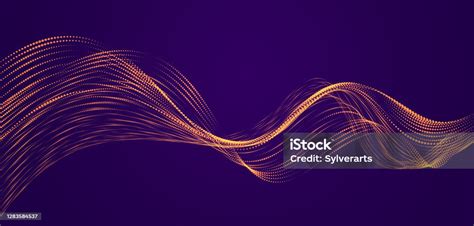 어두운 배경 동적 음파를 통해 흐르는 입자의 배열 3d 벡터 그림입니다 메쉬 빛나는 둥근 점 아름다운 편안한 벽지 일러스트 0명에 대한 스톡 벡터 아트 및 기타 이미지