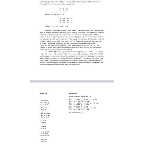 Solved Write A Program That Solves Algebraic Equations With