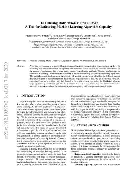 Pdf The Labeling Distribution Matrix Ldm A Tool For Estimating Machine Learning Algorithm