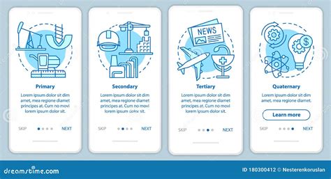 manufacturing process blue onboarding mobile app page screen with