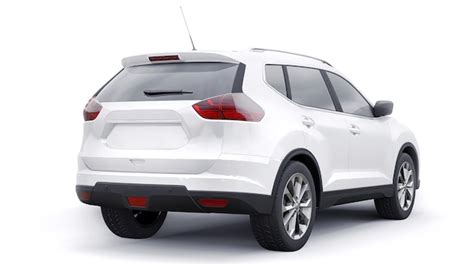 흰색 배경 3d 그림에 흰색 중형 가족 도시 Suv 자동차 프리미엄 사진