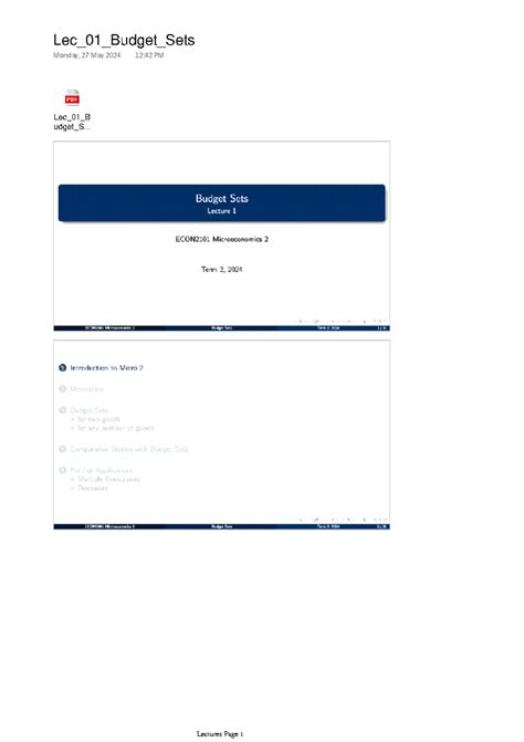 annotated lecture notes class 1 econ2101 lec 01 b udget s lec