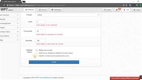 Createdelete User Accounts In Cwp Youtube