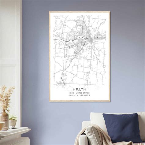 Heath Ohio Map Poster Modern Home Decor Wall Art Print Custom Maps