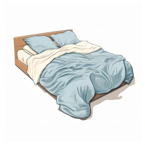 Minimalist Cartoon Bedspread Illustration On White Background Premium