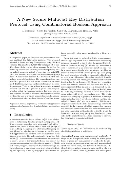 Pdf A New Secure Multicast Key Distribution Protocol Using