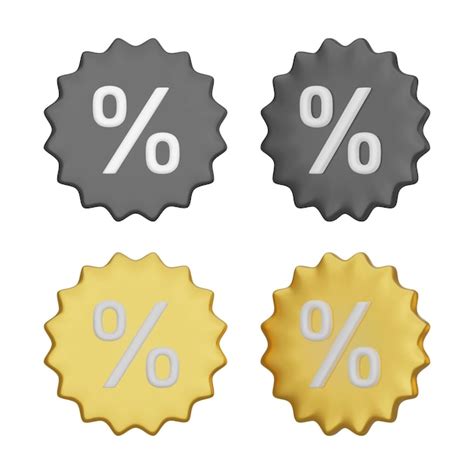 3d 터 라벨은 백과 표시와 함께 검은색과 황금색 라벨에 색 할인 기호 프로모션 판매 광고 디자인 객체는 색 배경에 고립 터 일러스트 프리미엄 벡터