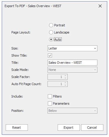 Printing And Exporting In WinForms Business Intelligence Dashboard DevExpress Documentation