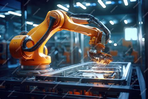 Premium Photo Robotic Arm For Electronic Assembly Line Smart Modern