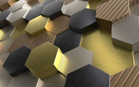 다중 재료 육각형 금 구리 알루미늄 및 검은색 합금 소재의 3d 금속 타일 배경 3d 렌더링 그림입니다 0명에 대한 스톡 사진 및 기타 이미지 Istock