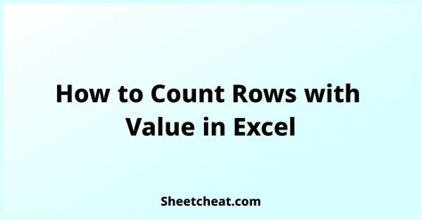 How To Count Rows With Value In Excel