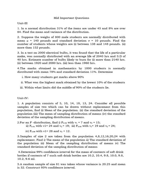 Mid 2 Important Questions Eee Pdf Standard Deviation Normal Distribution