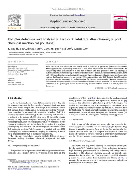 pdf particles detection and analysis of hard disk substrate after