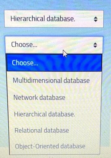 solved match the following database model to their