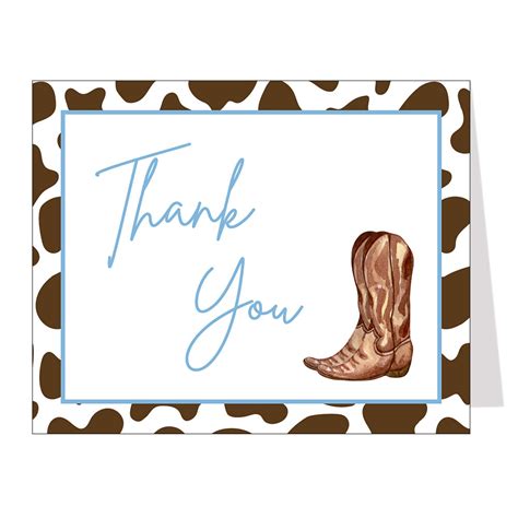 Western Thank You Note Cards Funny Cartoon Cowboy Thank You For Your
