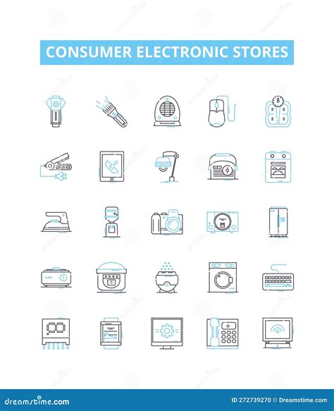 Consumer Electronic Stores Vector Line Icons Set Electronics Consumer
