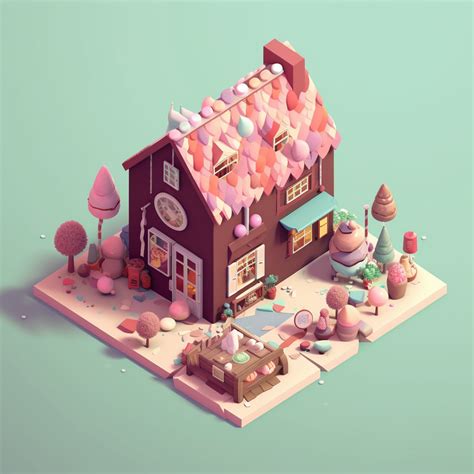 一个有糖果和巧克力的漂亮糖果屋西瓜马 Ai魔法学院，一款midjourney关键词免费生成器