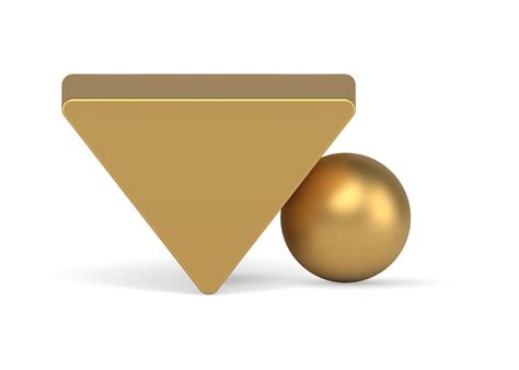 Golden Inverted Regular Triangle Sphere Geometric Figure 3d Decor