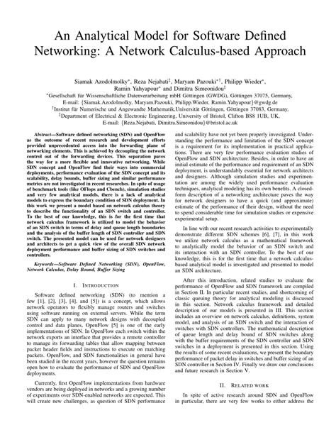 pdf an analytical model for software defined networking a network